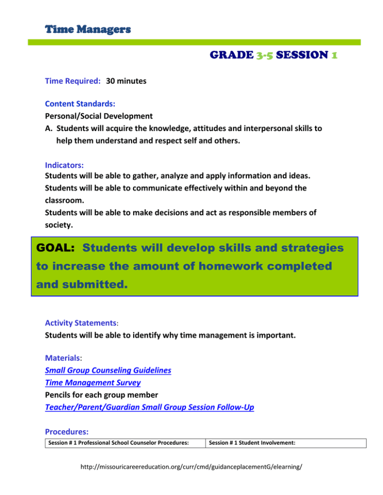 Time Managers GRADE SESSION Time Managers GRADE SESSION
