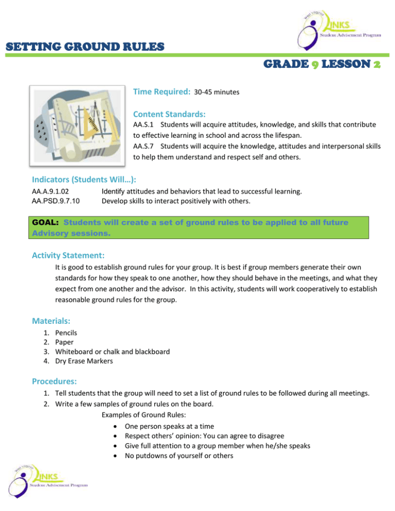 SETTING GROUND RULES GRADE LESSON SETTING GROUND RULES GRADE LESSON