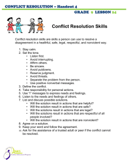 Conflict Response Styles STRESS MANAGEMENT Handout 6 GRADE