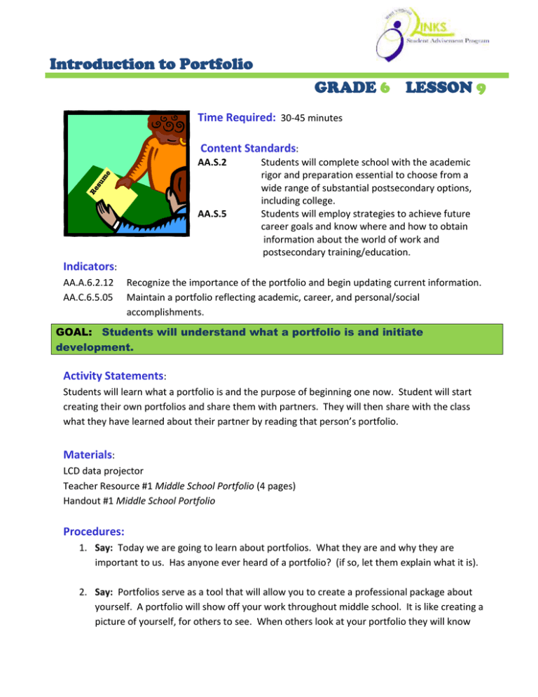 Introduction to Portfolio GRADE LESSON