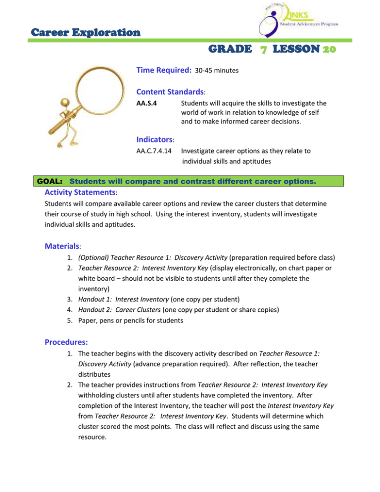 Career Exploration GRADE LESSON