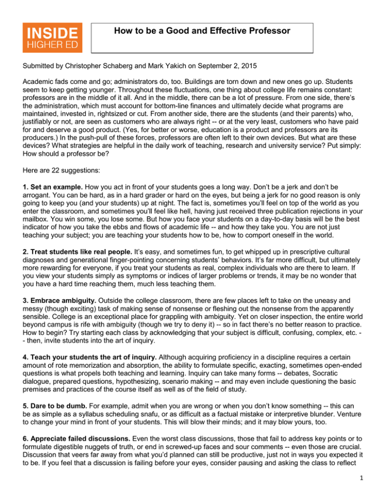 How To Be A Good And Effective Professor