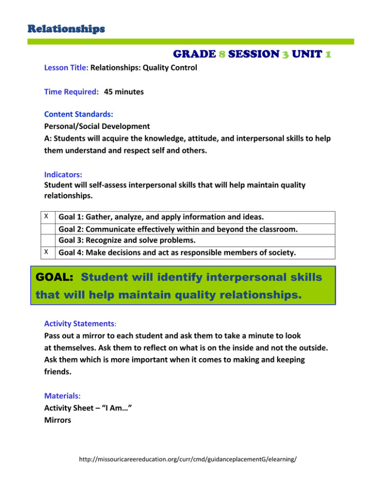 Relationships GRADE SESSION UNIT