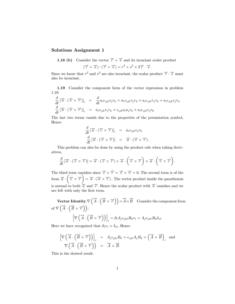 Solutions Assignment 1