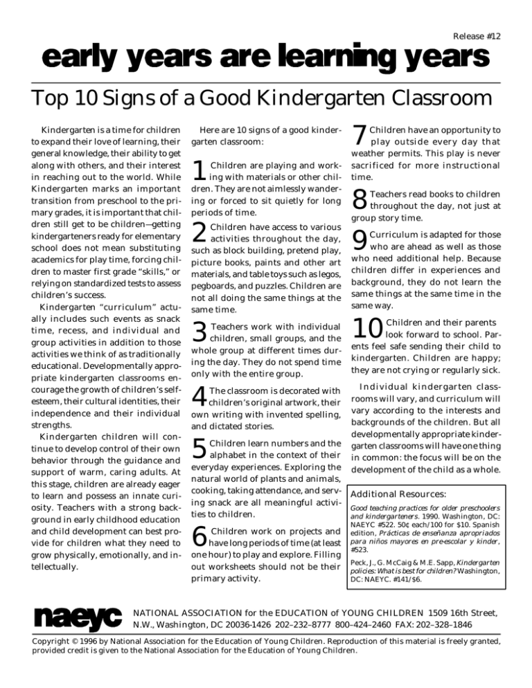 7 Top 10 Signs Of A Good Kindergarten Classroom 7 Top 10 Signs Of A Good Kindergarten Classroom