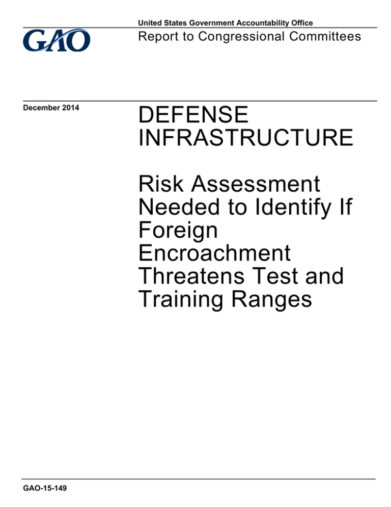 DEFENSE INFRASTRUCTURE Risk Assessment Needed to Identify If