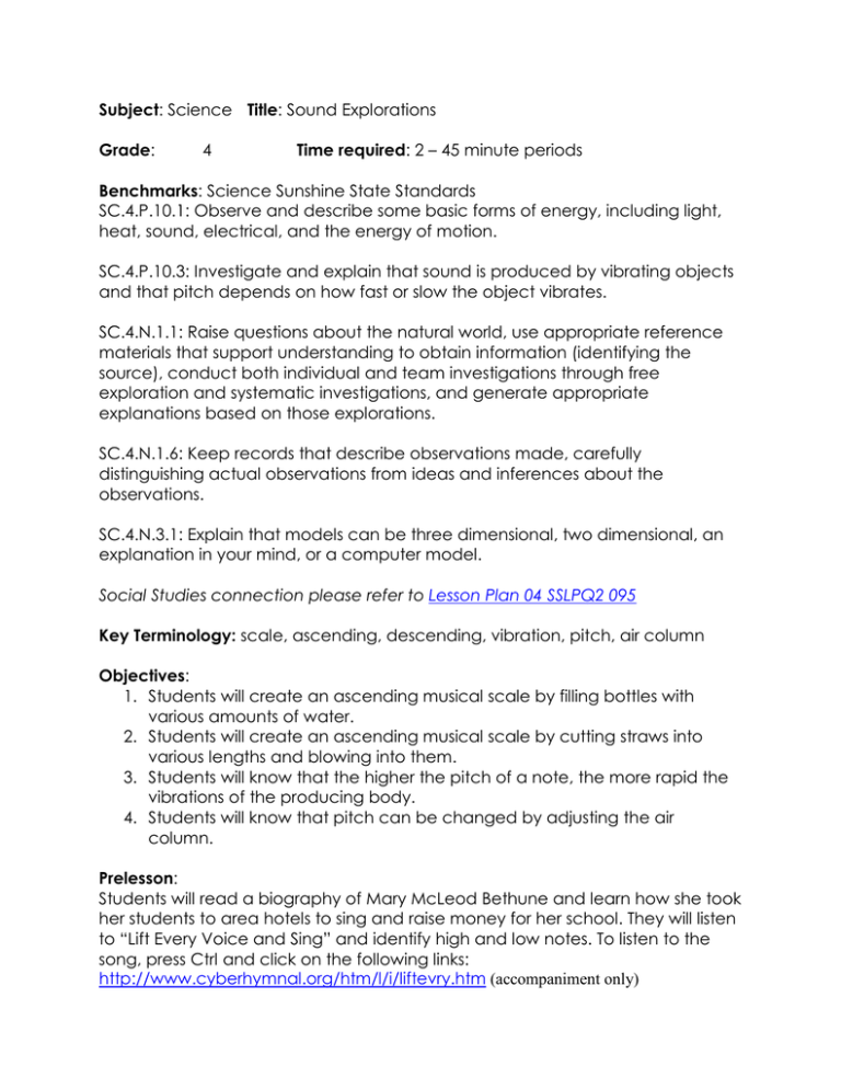 Subject Grade Time Required Subject Grade Time Required