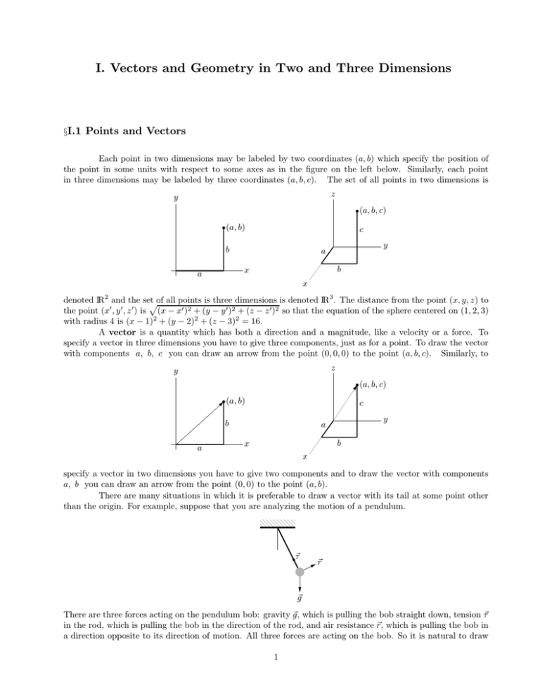 I Vectors And Geometry In Two And Three Dimensions