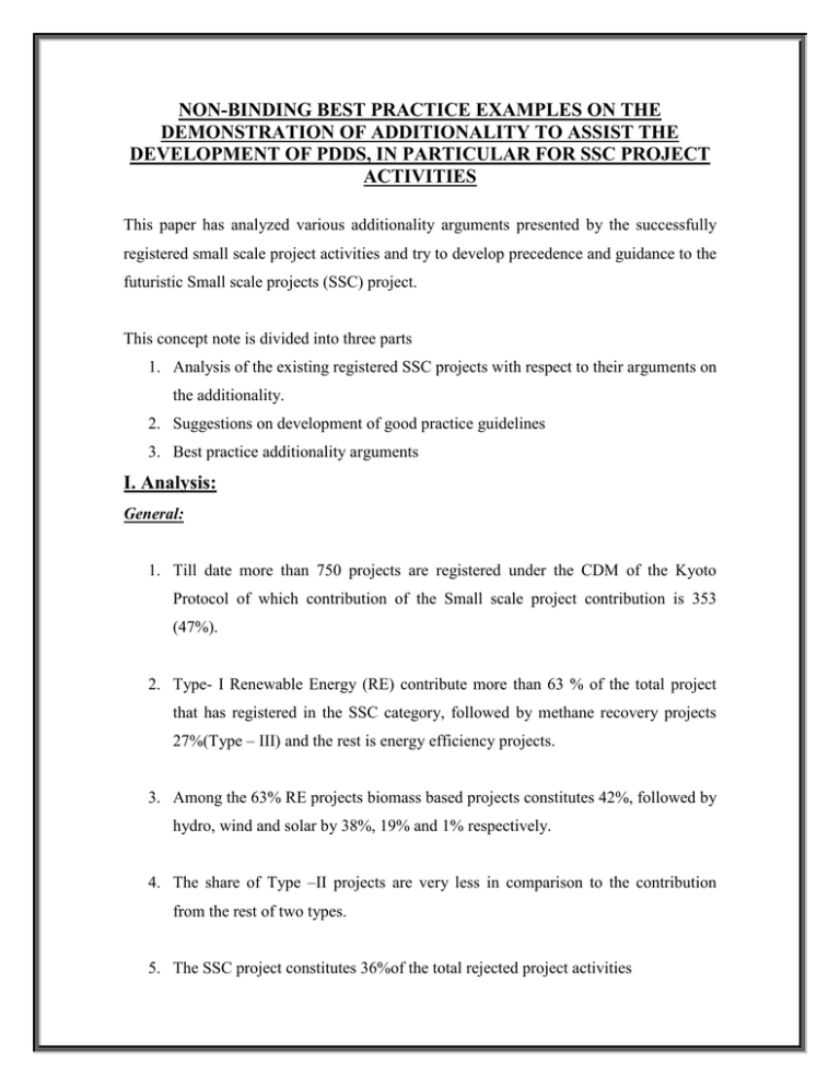 NON BINDING BEST PRACTICE EXAMPLES ON THE