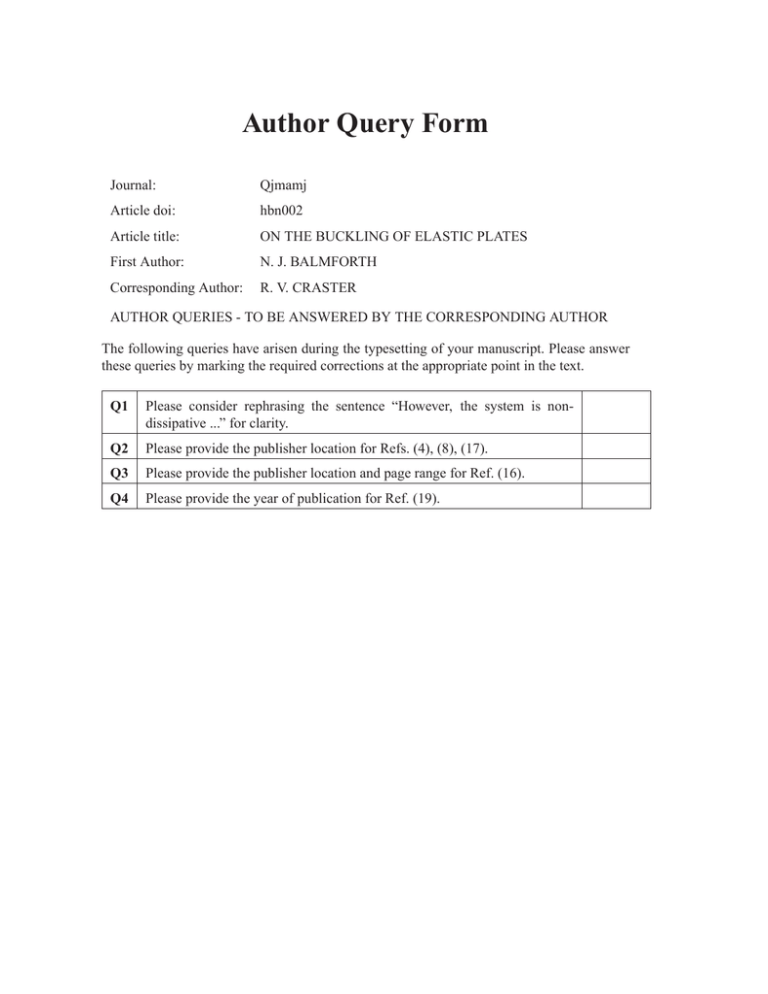 Author Query Form