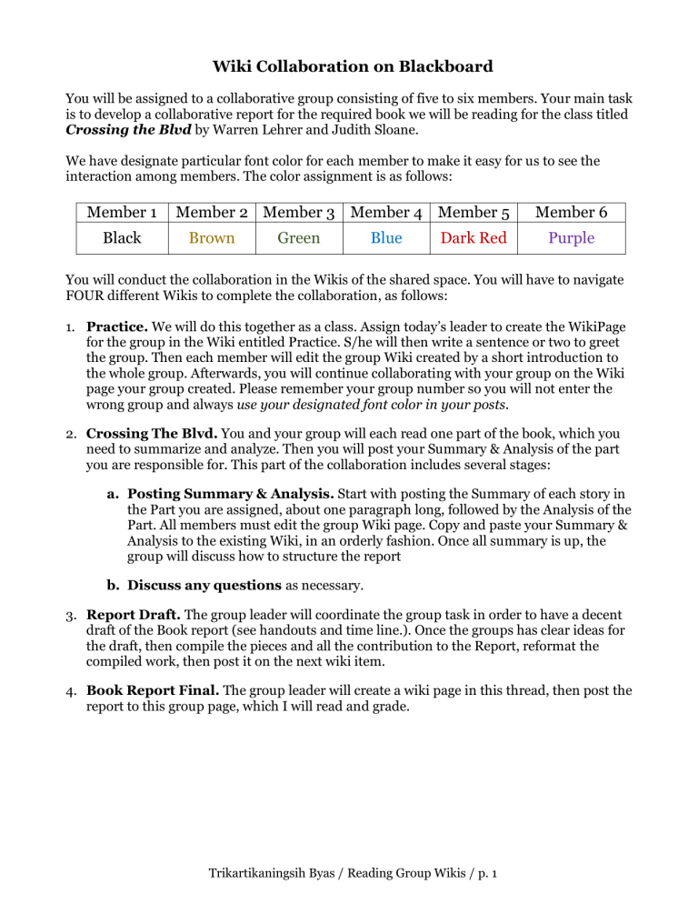Wiki Collaboration on Blackboard