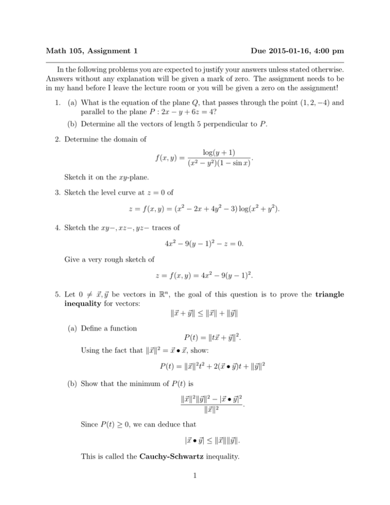 Math 105 Assignment 1 Due 2015 01 16 4 00 Pm