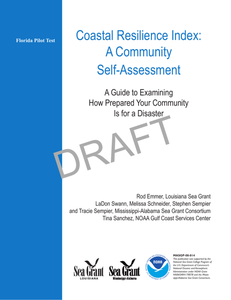 Draft Coastal Resilience Index A Community Self Assessment