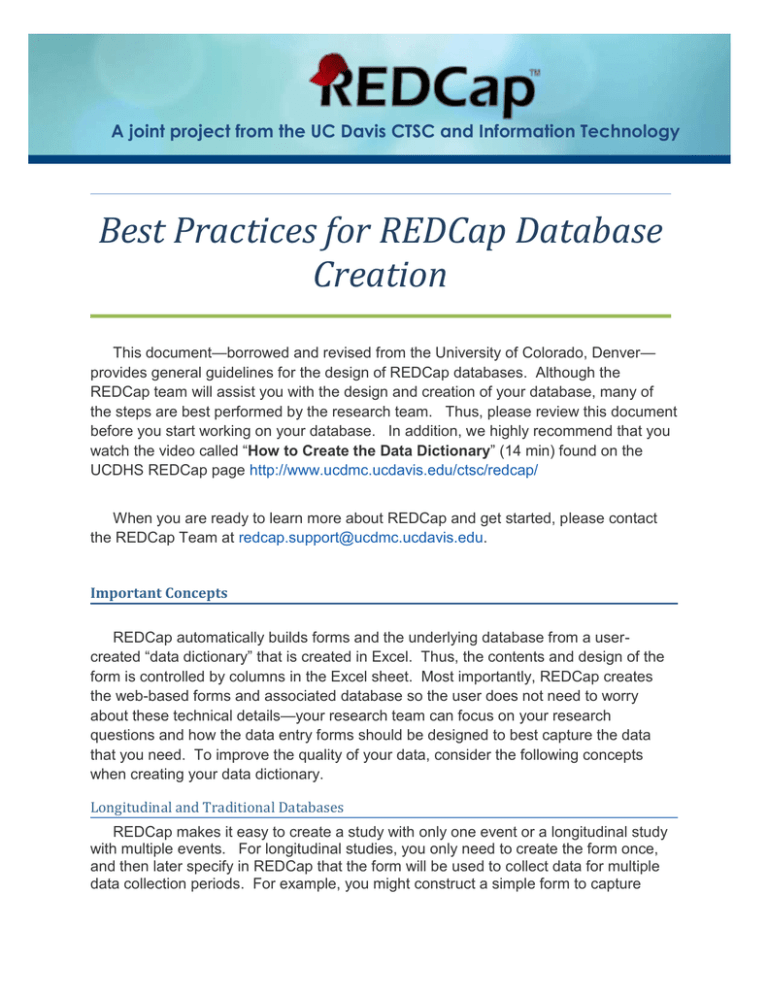 Best Practices For REDCap Database Creation