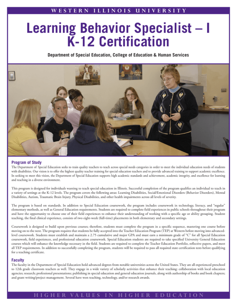 Learning Behavior Specialist I K 12 Certification Learning Behavior Specialist I K 12 Certification
