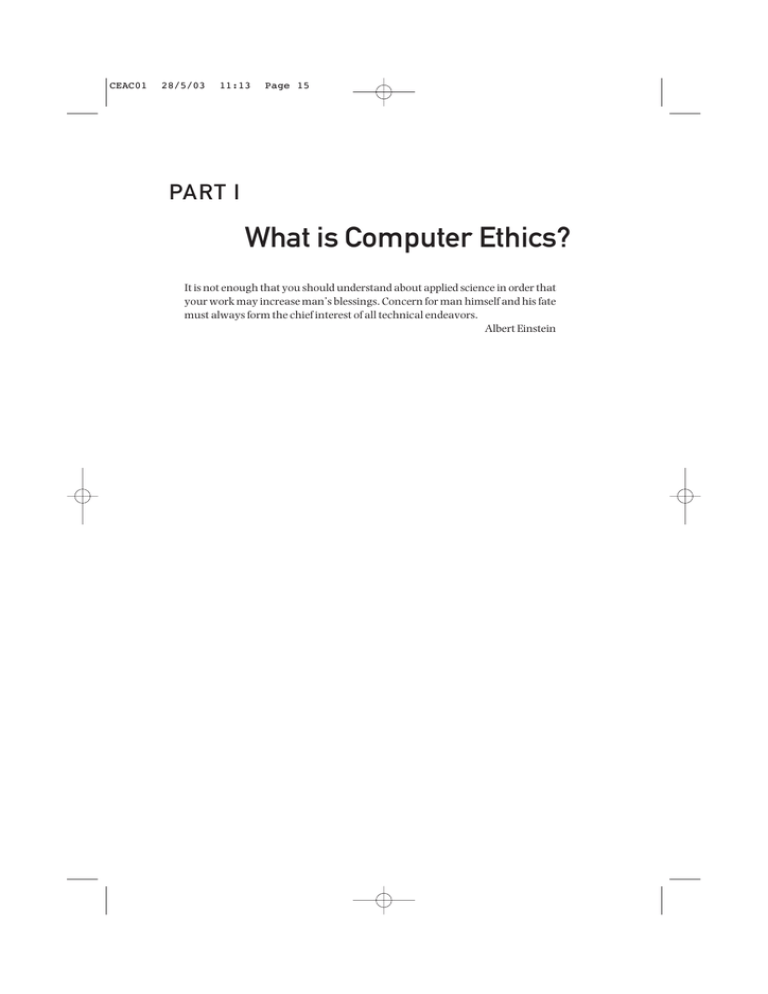 What Is Computer Ethics PART I