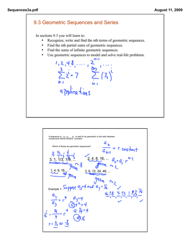 9 3 Geometric Sequences And Series