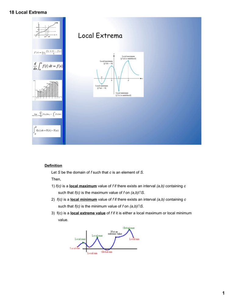 Local Extrema 18 Local Extrema 1 Definition Local Extrema 18 Local Extrema 1 Definition
