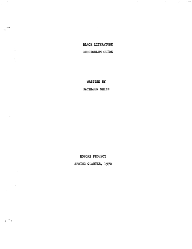 GUIDE HONORS BY BLACK LITERATURE GUIDE HONORS BY BLACK LITERATURE
