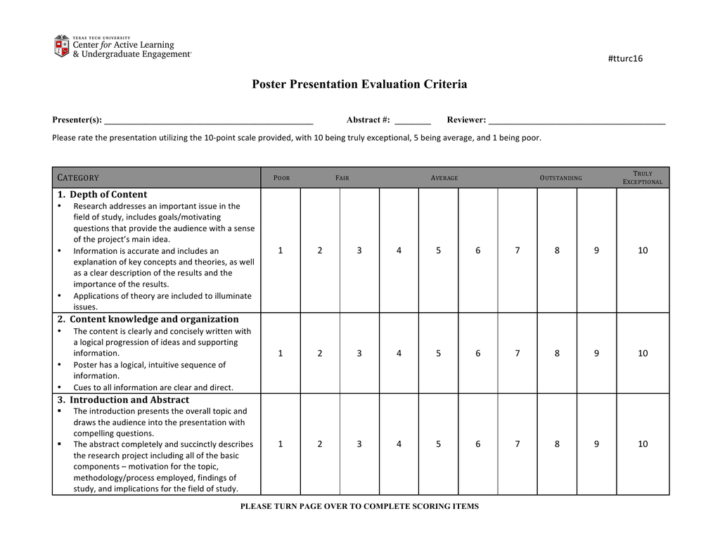 Poster Presentation Evaluation Criteria tturc16