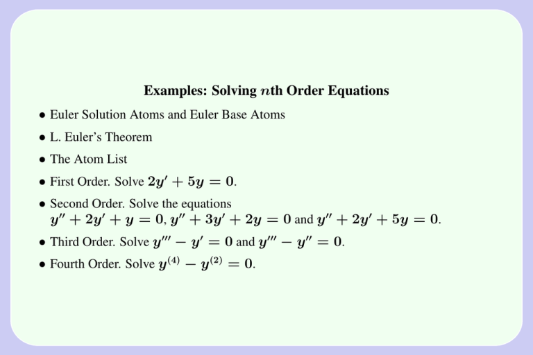 Examples Solving Nth Order Equations 2y 5y 0