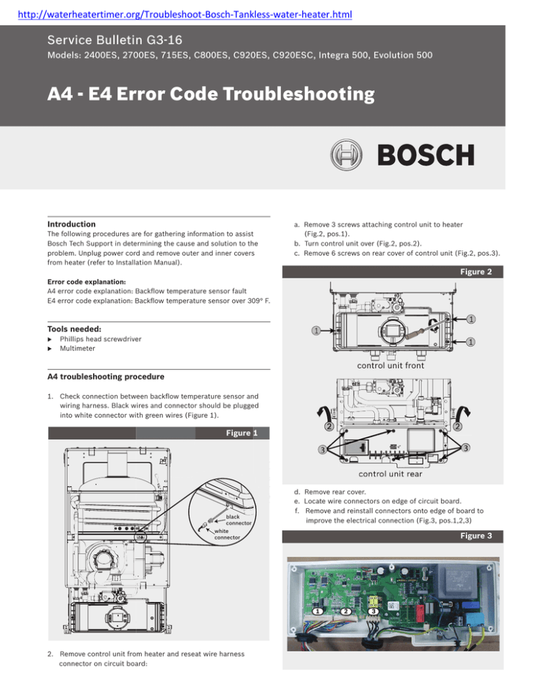 A4 E4 Error Code Troubleshooting Service Bulletin G3 16 A4 E4 Error Code Troubleshooting Service Bulletin G3 16