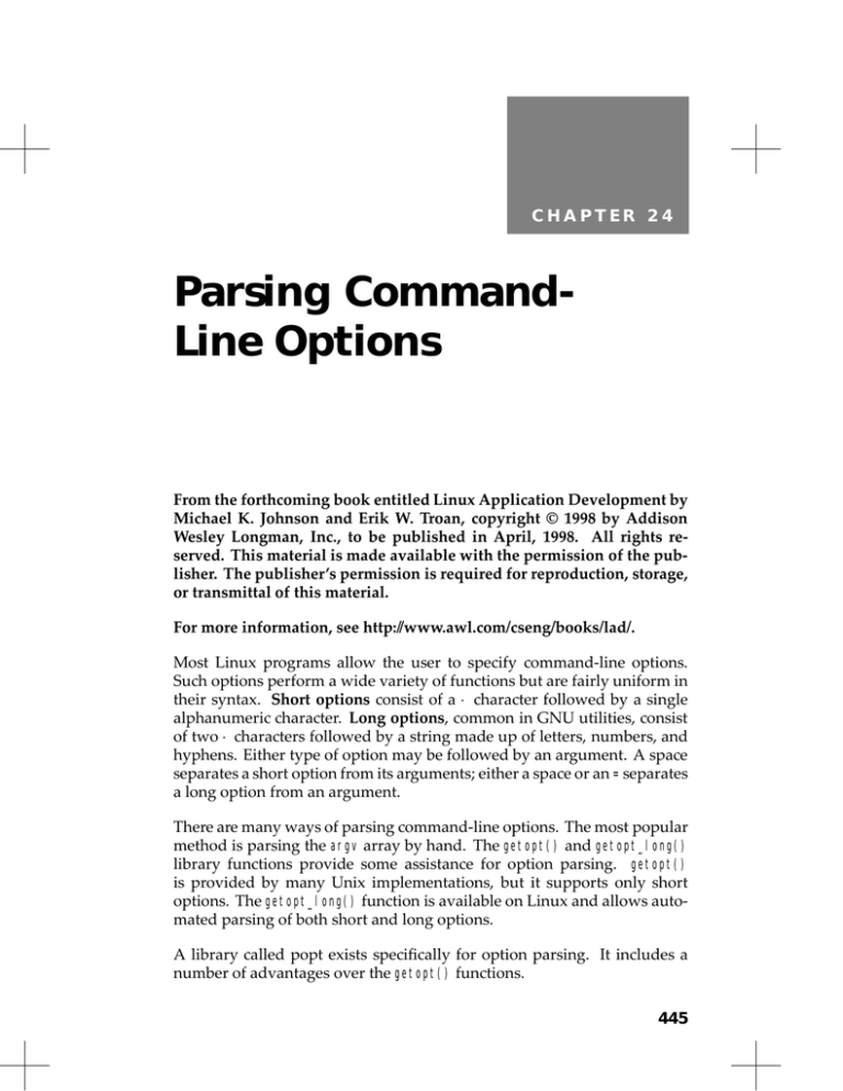 Parsing Command Line Options