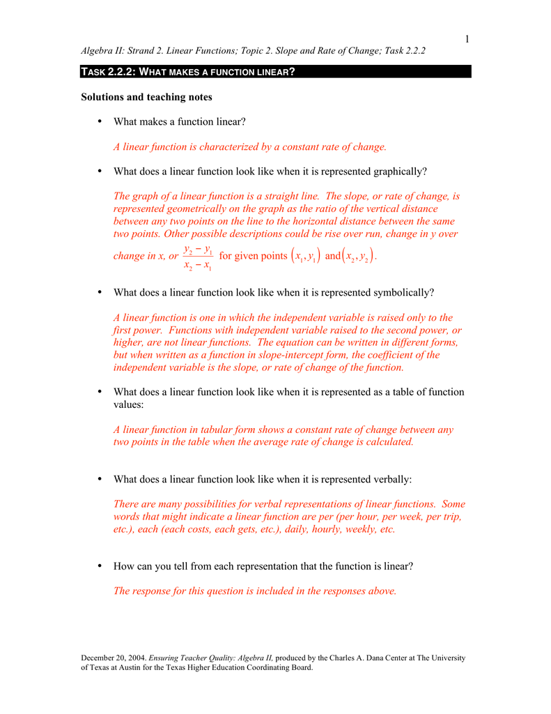 1 What Makes A Function Linear 