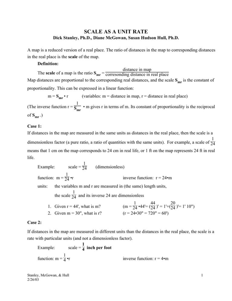 SCALE AS A UNIT RATE SCALE AS A UNIT RATE
