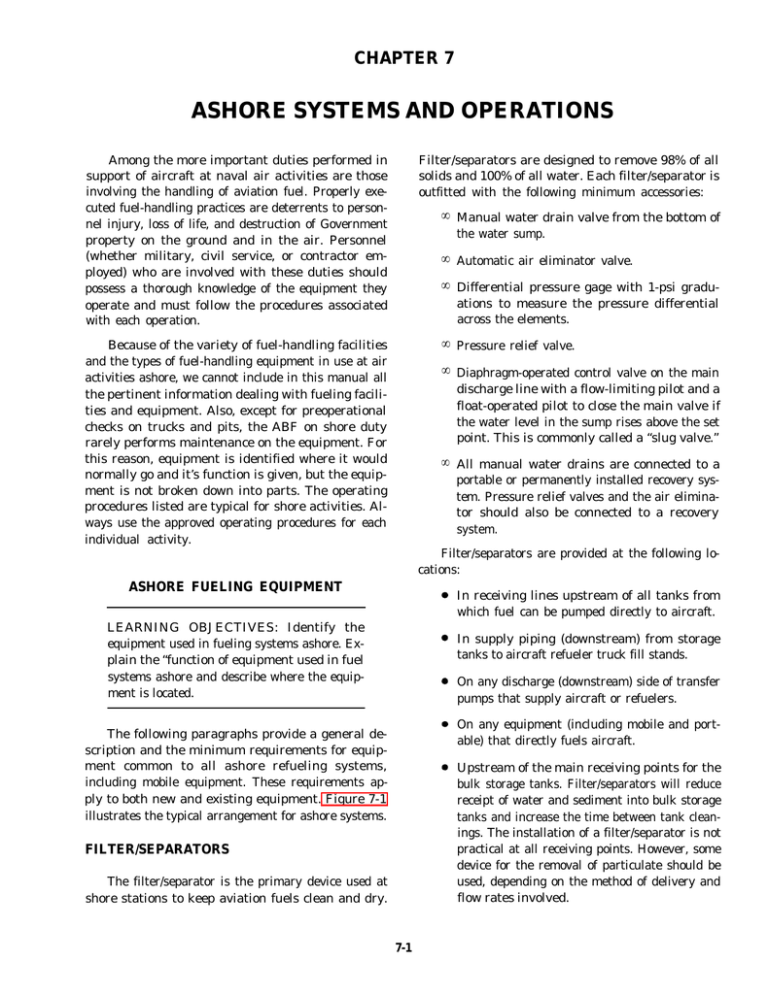 ASHORE SYSTEMS AND OPERATIONS CHAPTER 7