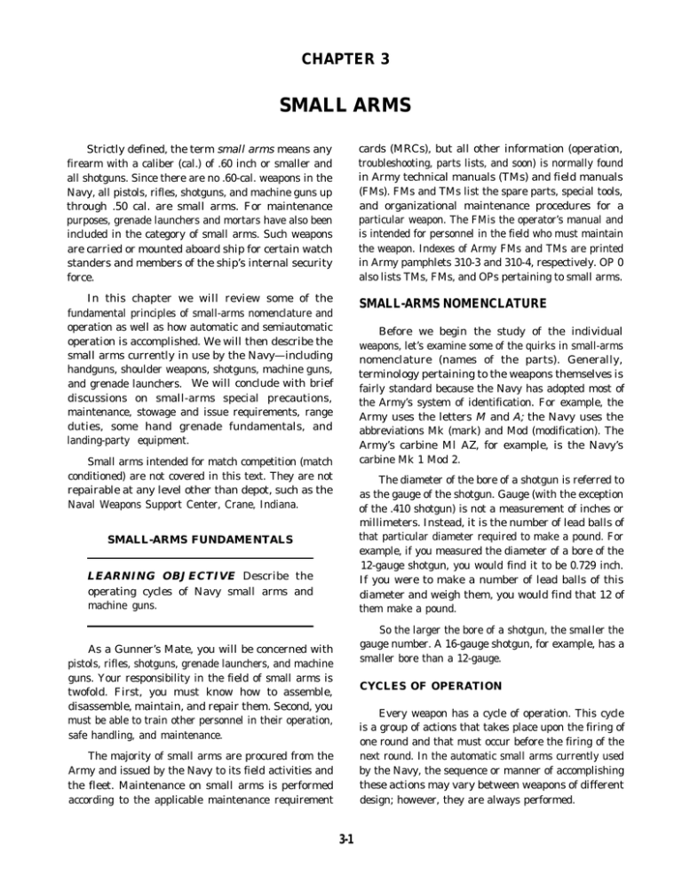 SMALL ARMS CHAPTER 3 SMALL ARMS CHAPTER 3