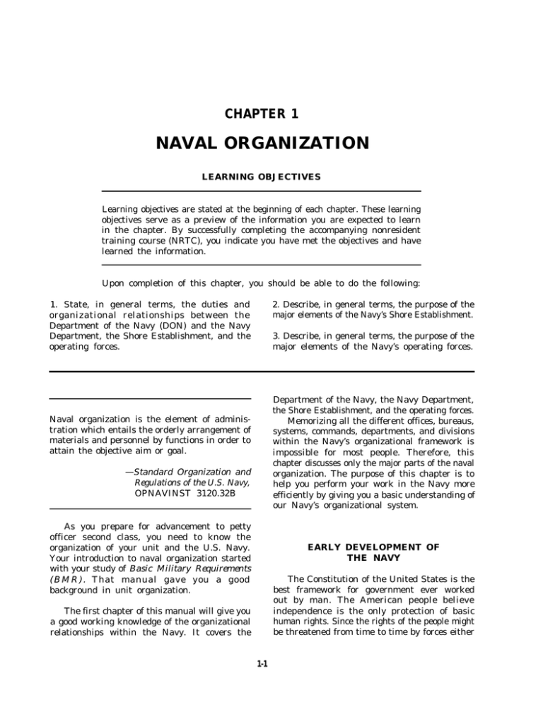 NAVAL ORGANIZATION CHAPTER 1