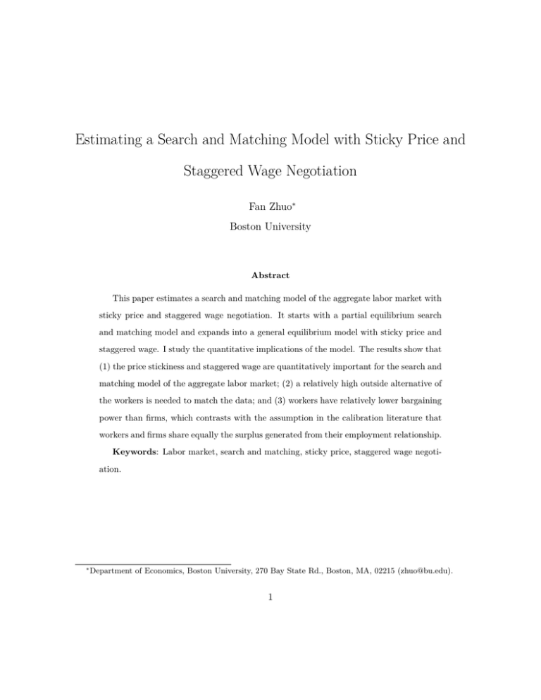 Estimating a Search and Matching Model with Sticky Price and