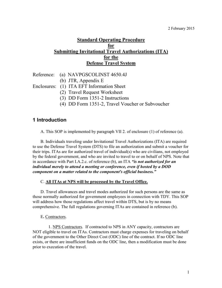 Standard Operating Procedure For Submitting Invitational Travel Standard Operating Procedure For Submitting Invitational Travel