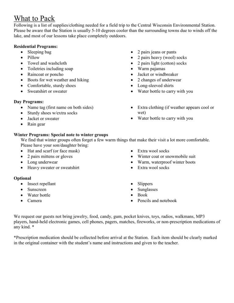 What To Pack What To Pack