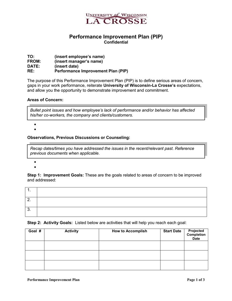 Performance Improvement Plan PIP 