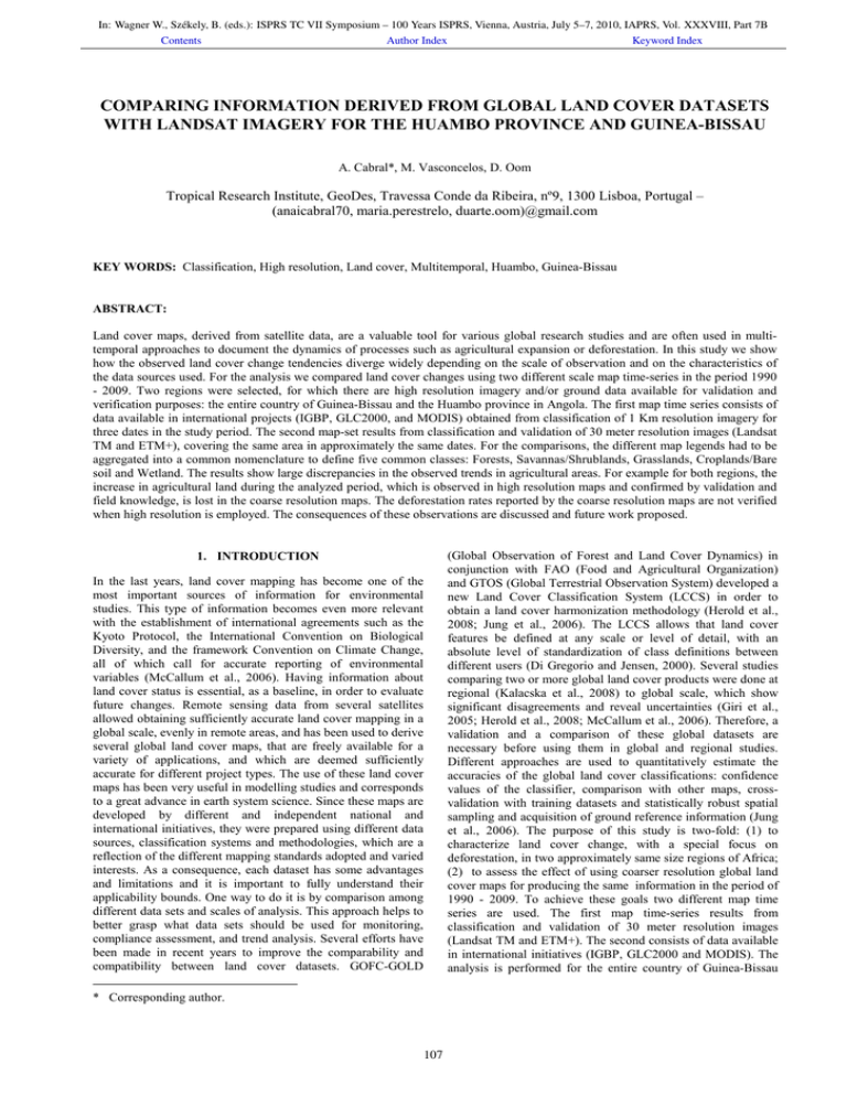 COMPARING INFORMATION DERIVED FROM GLOBAL LAND COVER DATASETS COMPARING INFORMATION DERIVED FROM GLOBAL LAND COVER DATASETS