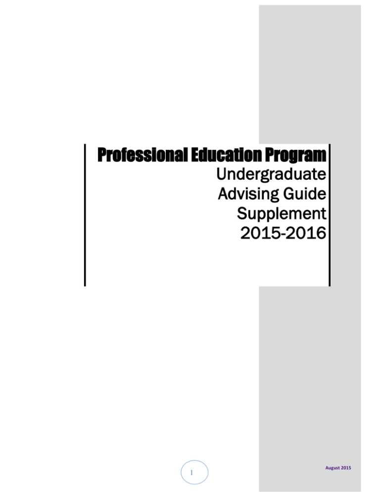 Professional Education Program Undergraduate Advising Guide