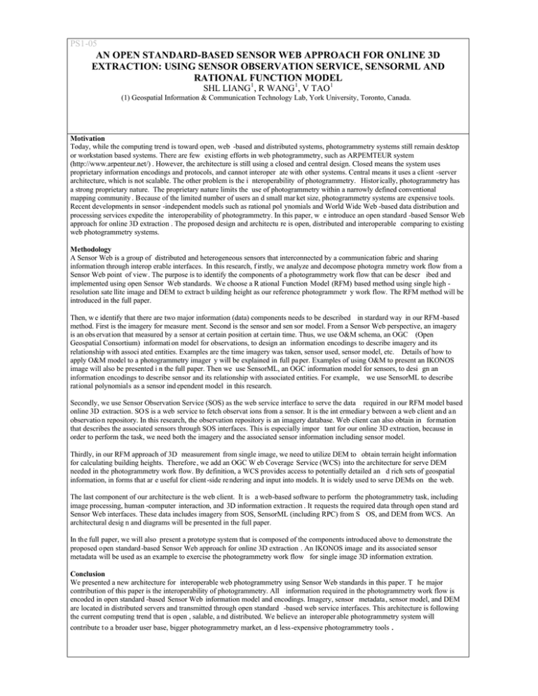 AN OPEN STANDARD BASED SENSOR WEB APPROACH FOR ONLINE 3D