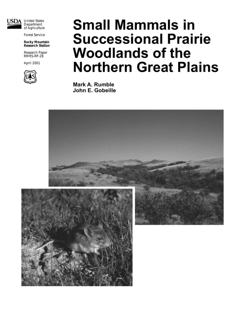 Small Mammals in Successional Prairie Woodlands of the Northern Great ...