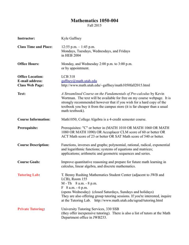 Mathematics 1050-004