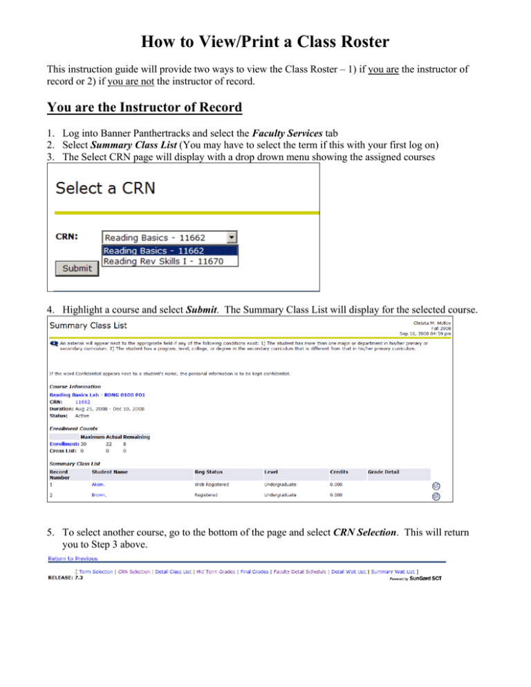 How To View Print A Class Roster