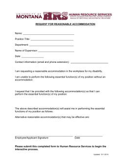 Sample Accommodation Request Letter