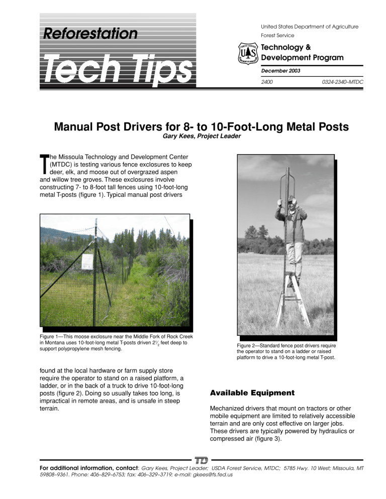T Reforestation Manual Post Drivers for 8- to 10-Foot-Long Metal Posts ...