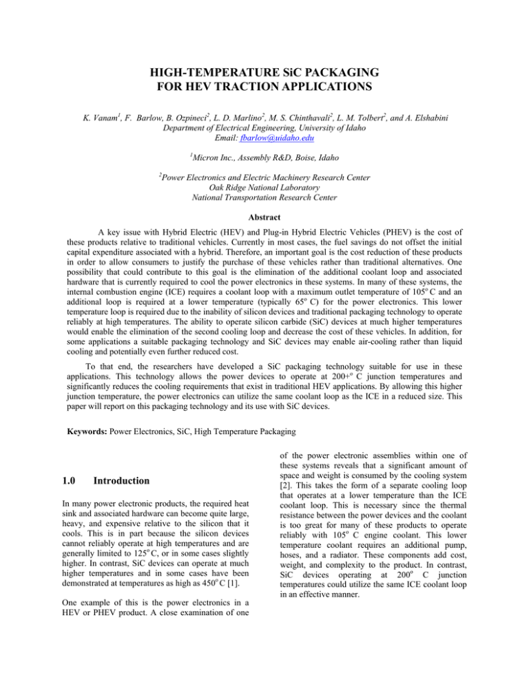 HIGH-TEMPERATURE SiC PACKAGING FOR HEV TRACTION APPLICATIONS