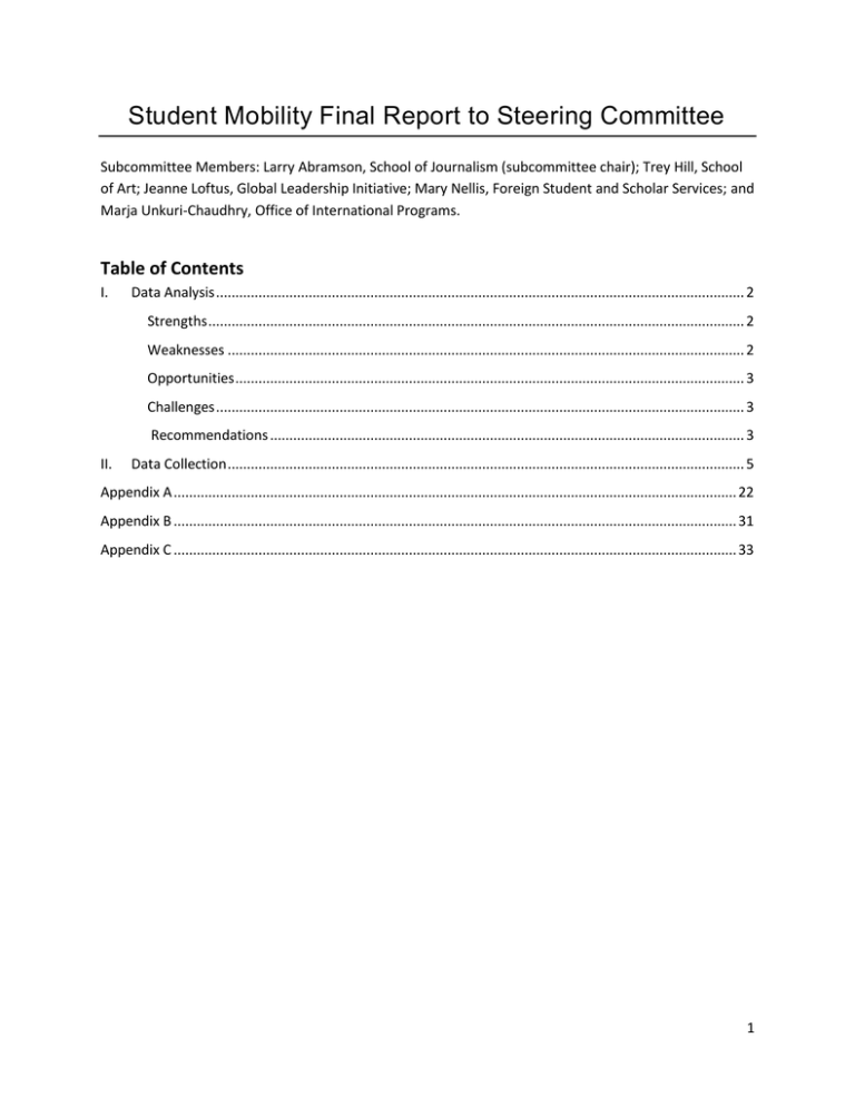 Student Mobility Final Report to Steering Committee