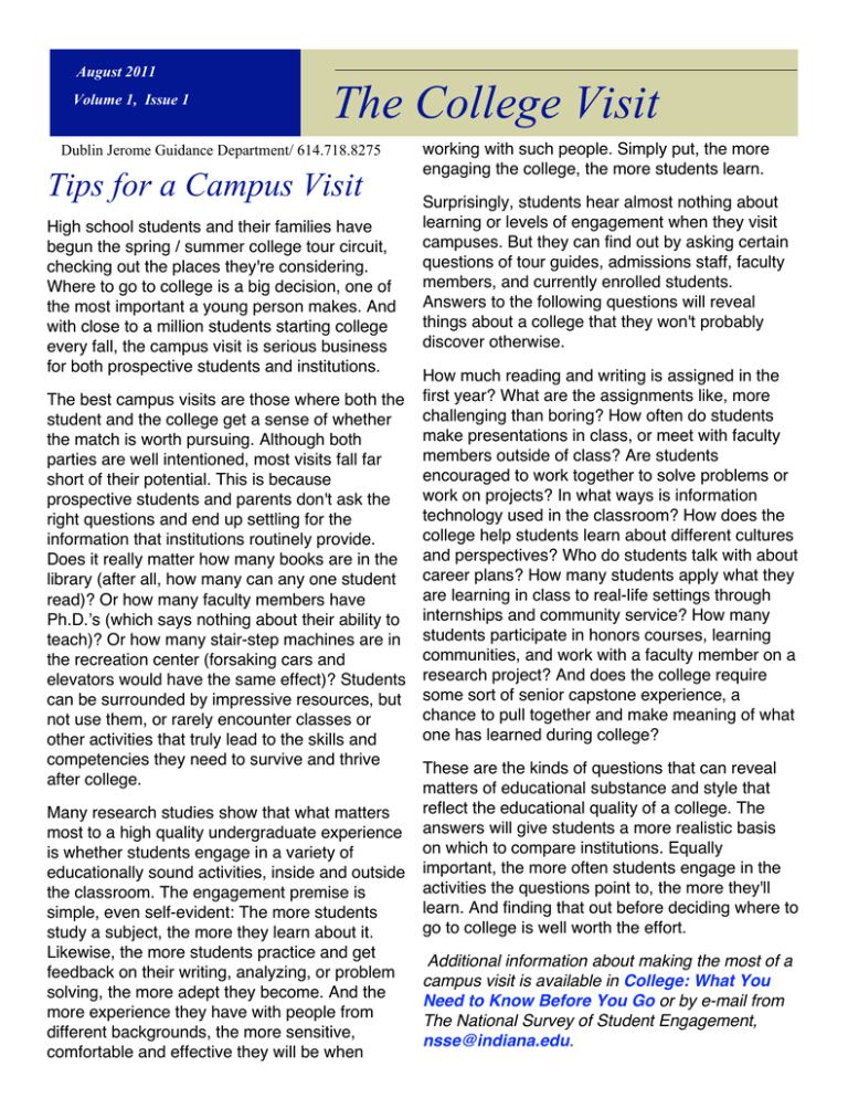The College Visit Tips for a Campus Visit