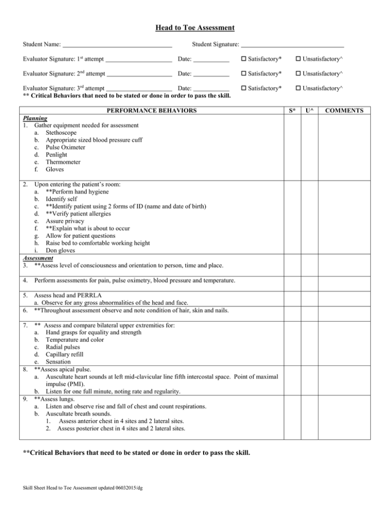 Head To Toe Assessment