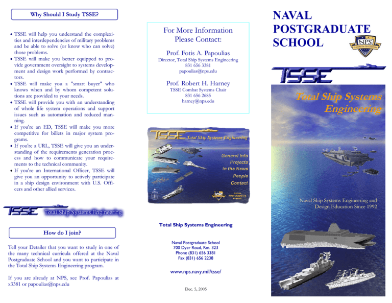 NAVAL POSTGRADUATE SCHOOL For More Information