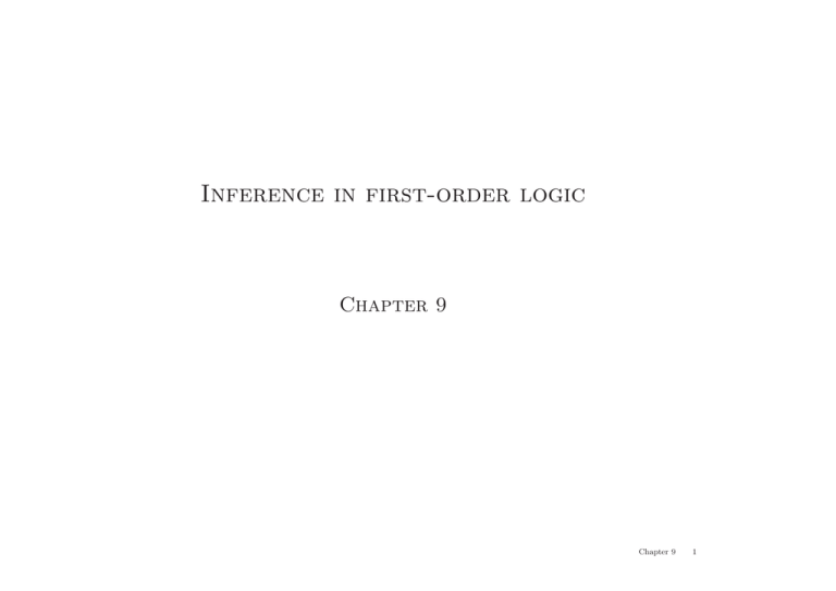 Inference In First order Logic Chapter 9 1